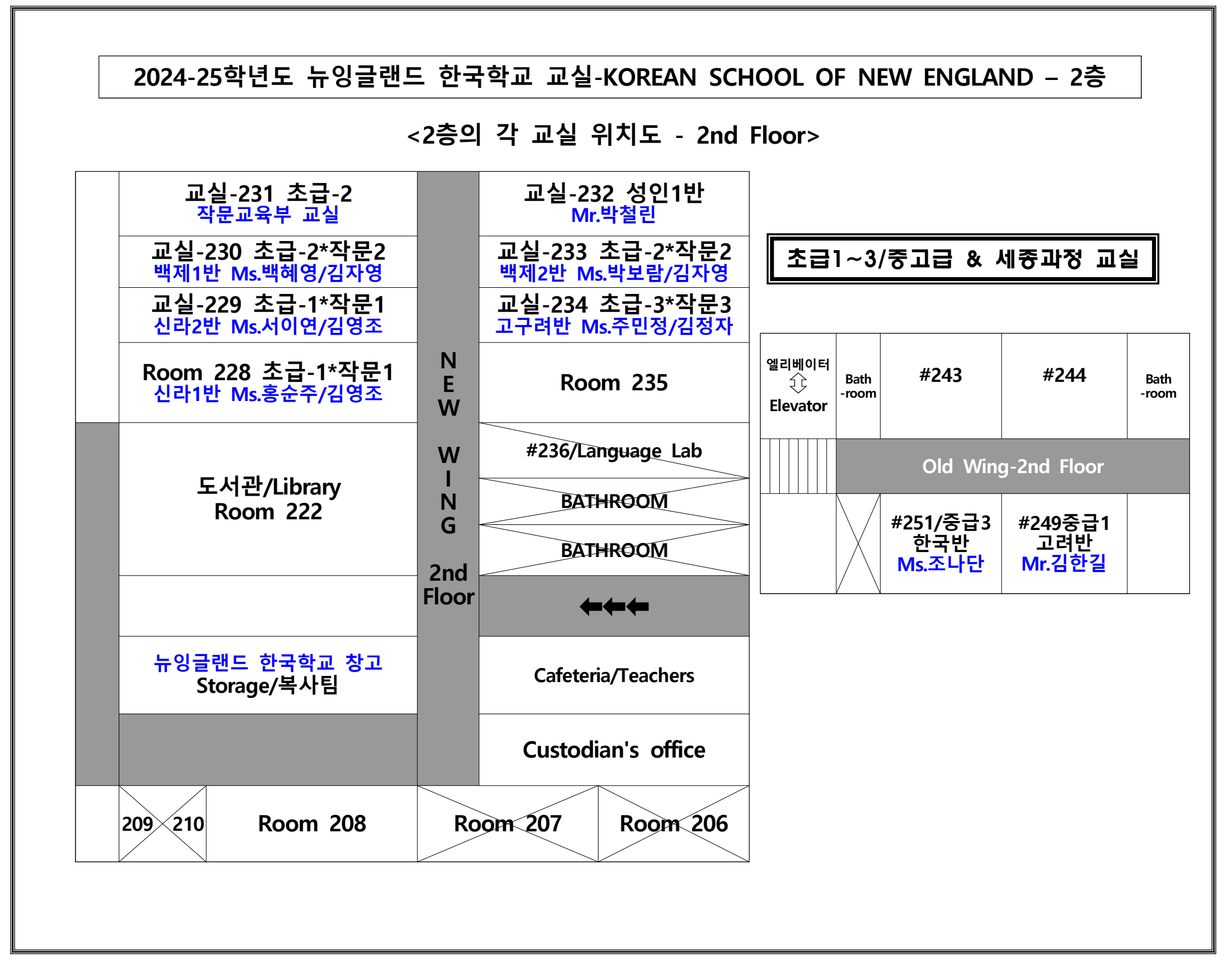 KSNE Notice - 2024-25 KSNE Schedule & classroom map